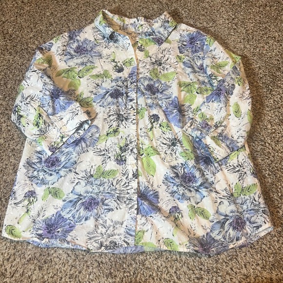 croft & barrow | Tops | Croft Barrow Womens Xl Floral Print Button Down ...